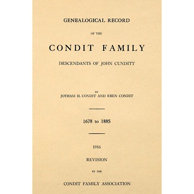 Genealogical Record of the Condit Family | eBay
