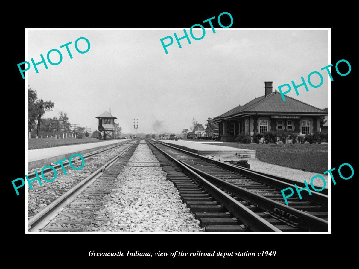 OLD POSTCARD SIZE PHOTO OF GREENCASTLE INDIANA THE RAILROAD DEPOT ...