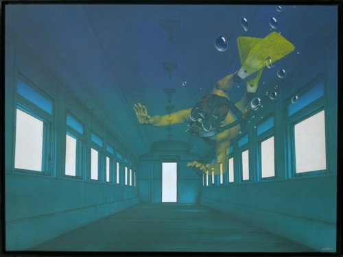 Charles DeMar Ghost Diver Original Acrylic on Wood Panel 36 x 48 H/S ...