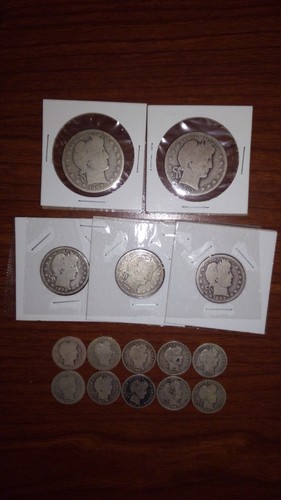 90% Silver Barber Halves, Quarters, Dimes Lot 10c 25c 50c - $2.75 face ...