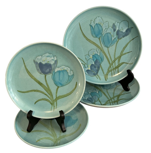 Vtg Vernon Ware Metlox Blue Tulip Plates Mixed Lot 2-Dinner 2-Salad ...