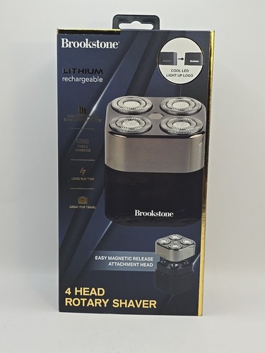 Brookstone Lithium Rechargeable 4 Head Rotary Shaver, Travel, Wet/Dry ...