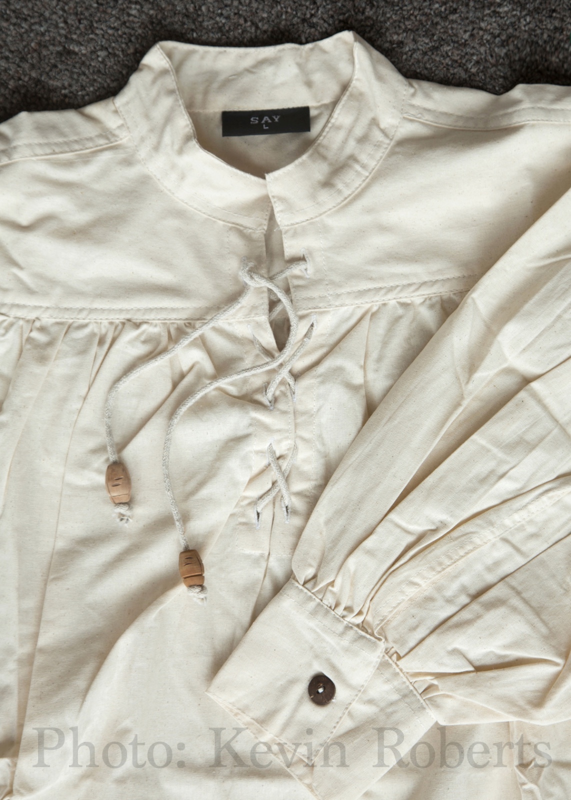 Renaissance Celtic Shirt Beige Laced Neck, Wood Toggles, Billow Sleeve ...