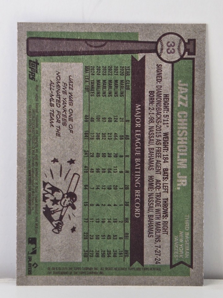 2025 Topps Heritage Jazz Chisolm Jr. Blue Border Card #33 New York ...