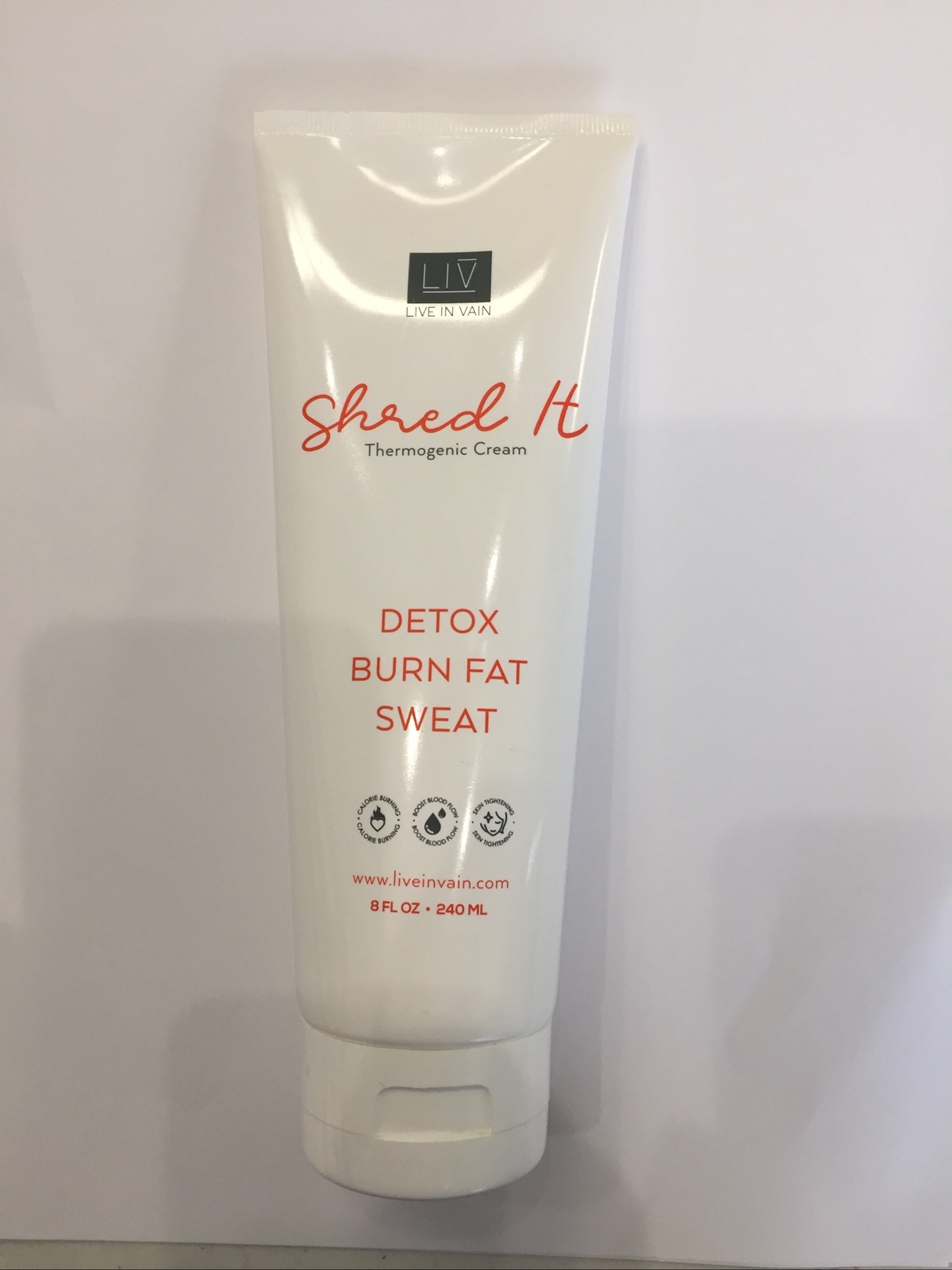 Live In Vain Shred It Thermogenic Cream. Detox, Burn Fat, Sweat. 8 Oz ...