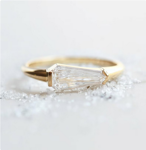 2 Carat D Colorless White Bullet Cut Engagement Wedding Ring Solid 14K ...