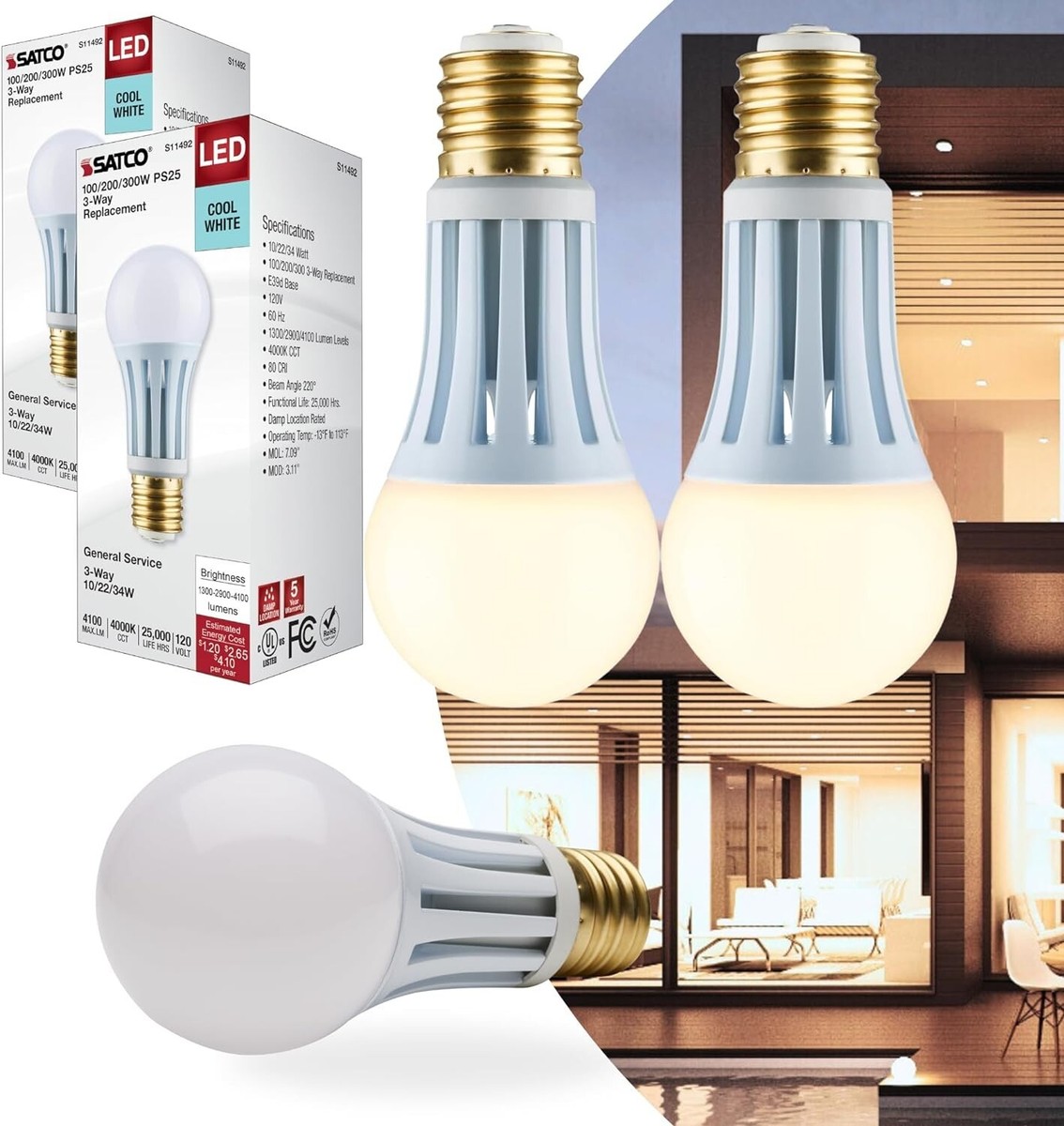 Mogul Base 3 Way Led Light Bulb | Shelly Lighting