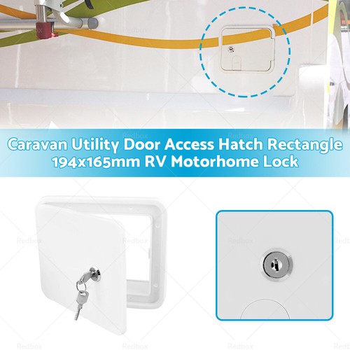 Caravan Utility Door Access Hatch Rectangle 194x165mm RV Motorhome Lock ...