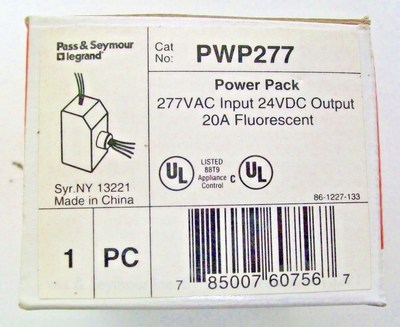 Pass & Seymour PWP-277 Powerpack 277 VAC Input 24 VDC Output 20A ...