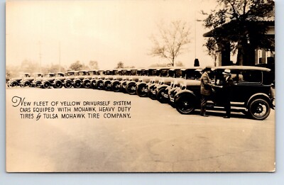 RPPC Real Photo Postcard Oklahoma Tulsa Yellow Drivurself System Cars ...