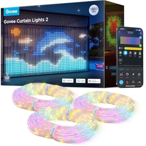 Curtain lights 2, smart led curtain light with diy gif aigc, 1560 leds ...