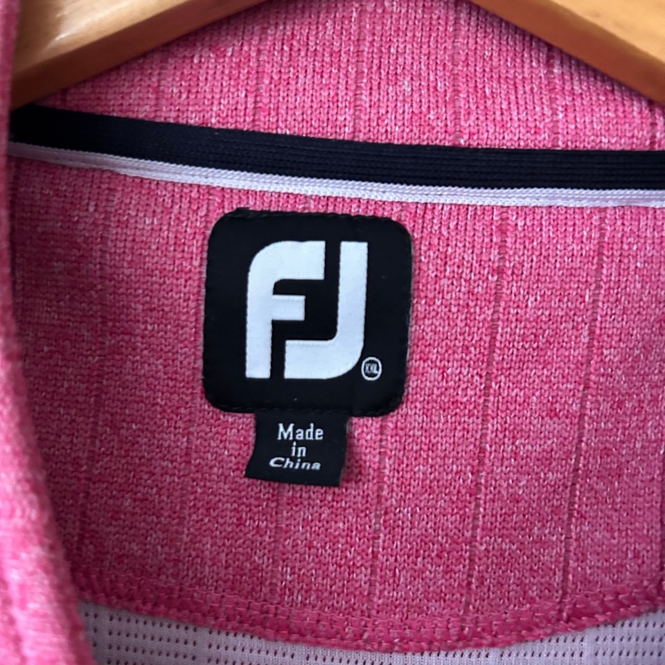 FootJoy FJ Mens XXL Pink Ribbed Drop Needle 1/4 Zip Golf Pullover ...