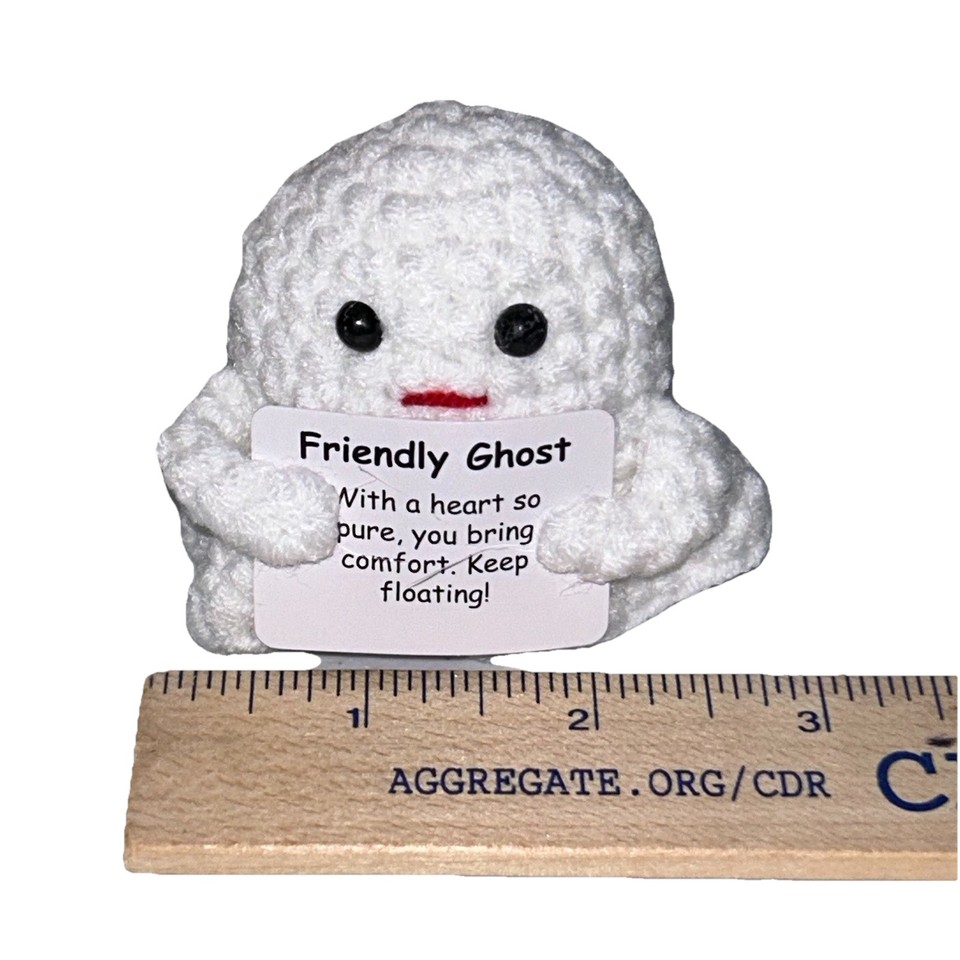 Affirmation Emotional Support Ghost Handmade Knitted Positive Friendly ...