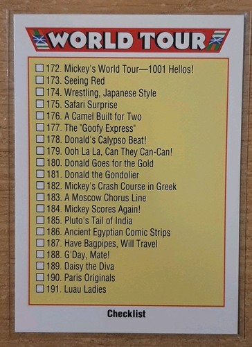 1991 IMPEL DISNEY WORLD TOUR #210 CHECKLIST | eBay