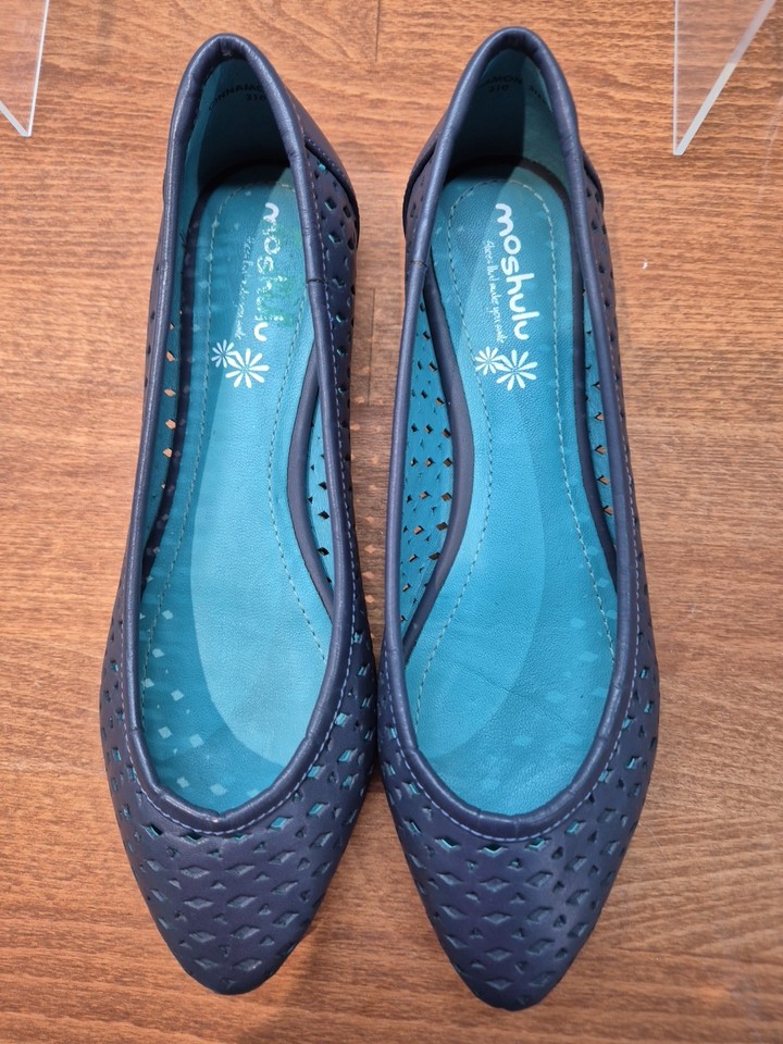 Ladies Moshulu Cinnamon Navy Leather Ballet Shoes UK 3.5 EU 36 ...