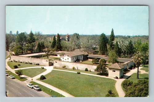 Sacramento CA-California, Sutter's Fort, Aerial View, Vintage Postcard ...