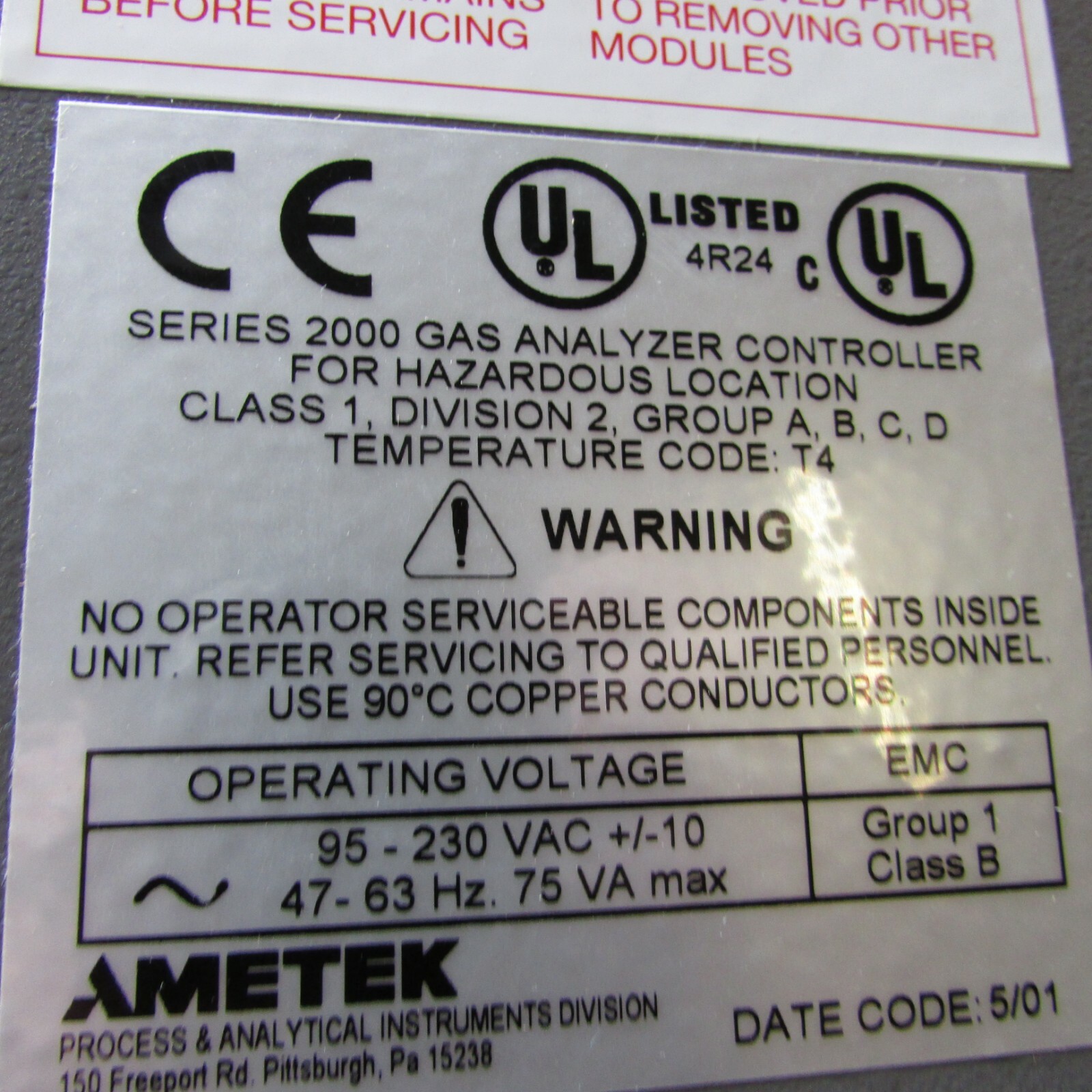 Ametek Thermox CEM/O2 Analyzer Series 2000 w/ Controller! | eBay