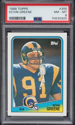 1988 Topps FB Card #300 Kevin Greene Los Angeles Rams ROOKIE RC HOF PSA ...