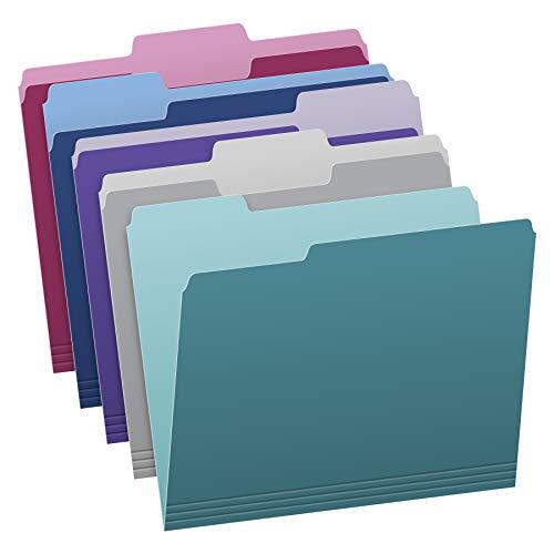 Tone Color File Folders, Letter Size, Assorted Colors (Teal, Violet ...