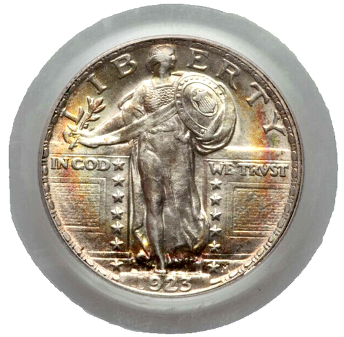 1923 25c PCGS MS 64 OLD HOLDER - NEAR GEM SILVER STANDING QUARTER WITH ...