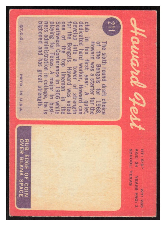 1970 Topps #211 Howard Fest | eBay