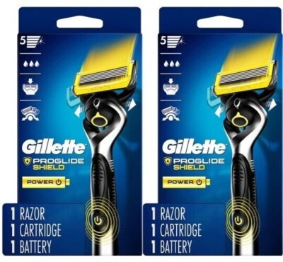Lot of 2 Gillette ProGlide Shield Power Men's Razor Handle + 1 Blade ...