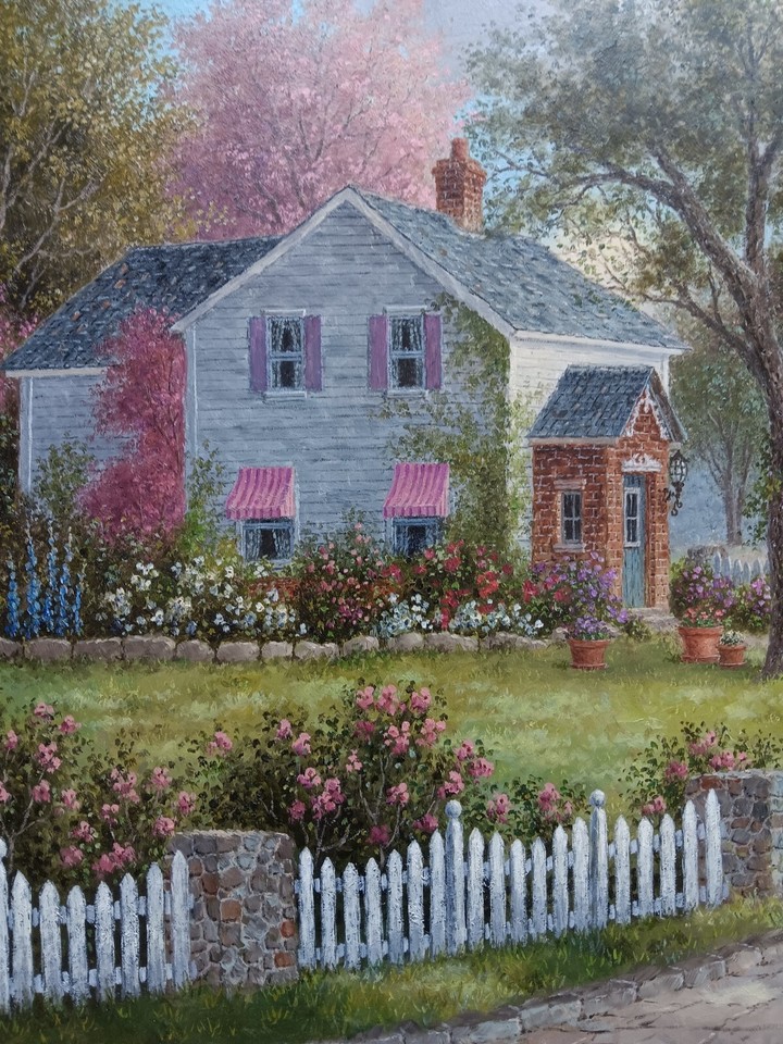 DENNIS LEWAN OIL PAINTING ON MASONITE 1999 TITLED "MEMORY LANE" 18X24 ...