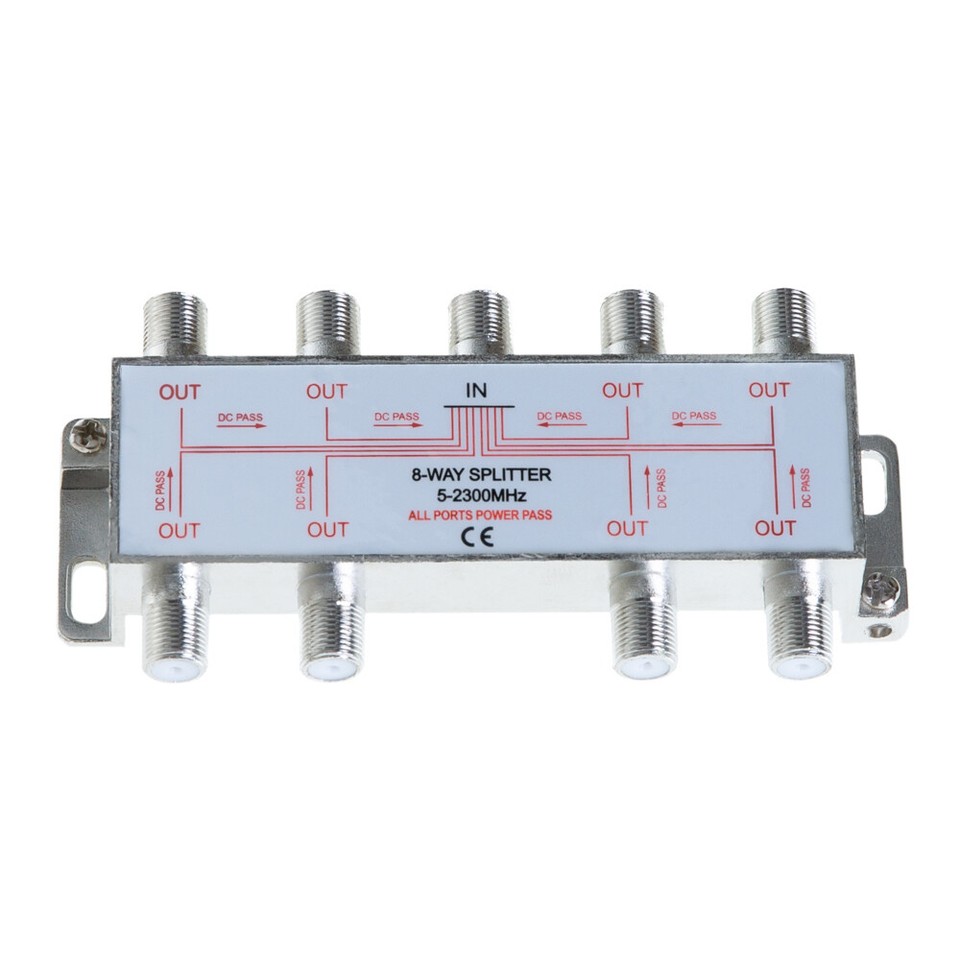 8-Way Coaxial Cable Splitter 5-2300 MHz for RG6 RG59 TV Antenna Multi ...