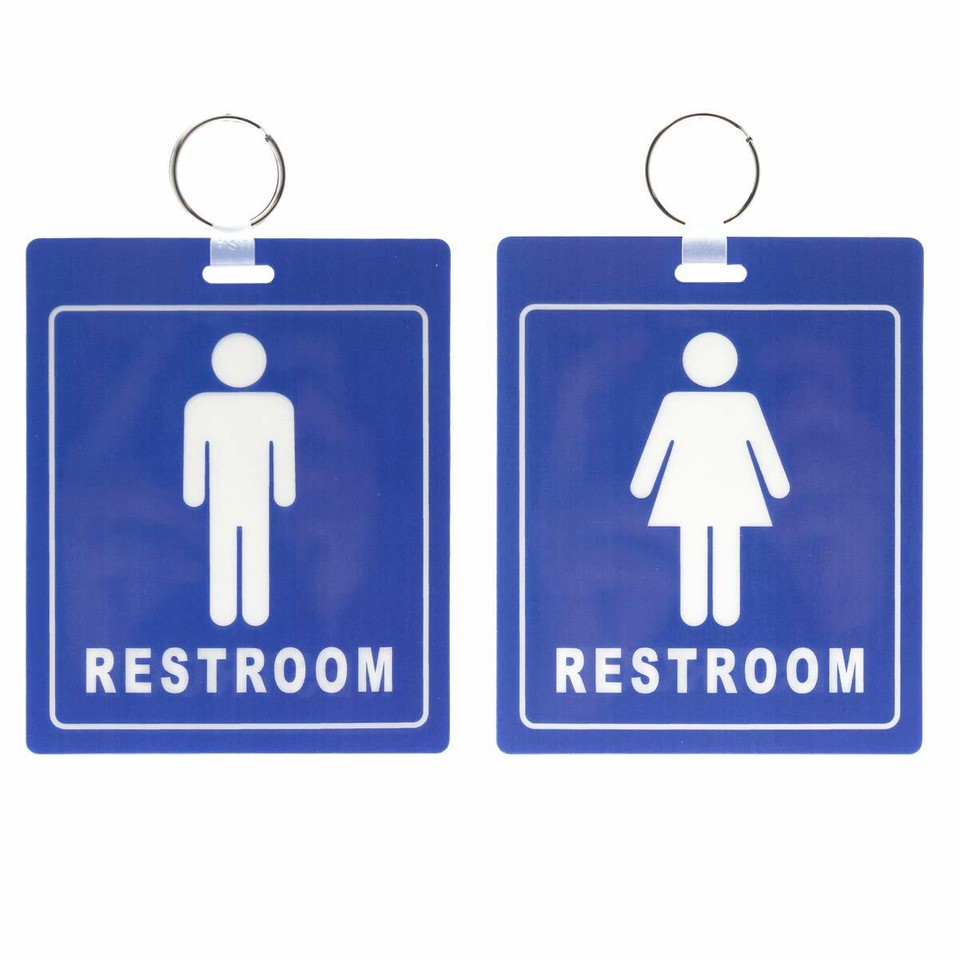 2 Pack Restroom Pass Keychains (1 Mens / 1 Womens) Flexible Bathroom ...