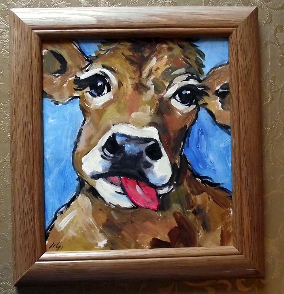 GLADYS THE COW : IMPRESSIONIST COLOURIST PAINTING BY JOHN GARBETT 8" X ...