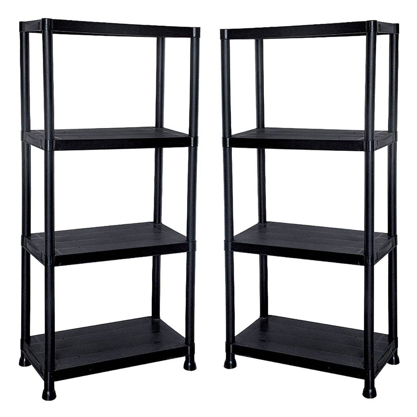 2x 4 Tier Plastic Shelf Shelving Shelves Rack Racking Home Storage Unit ...