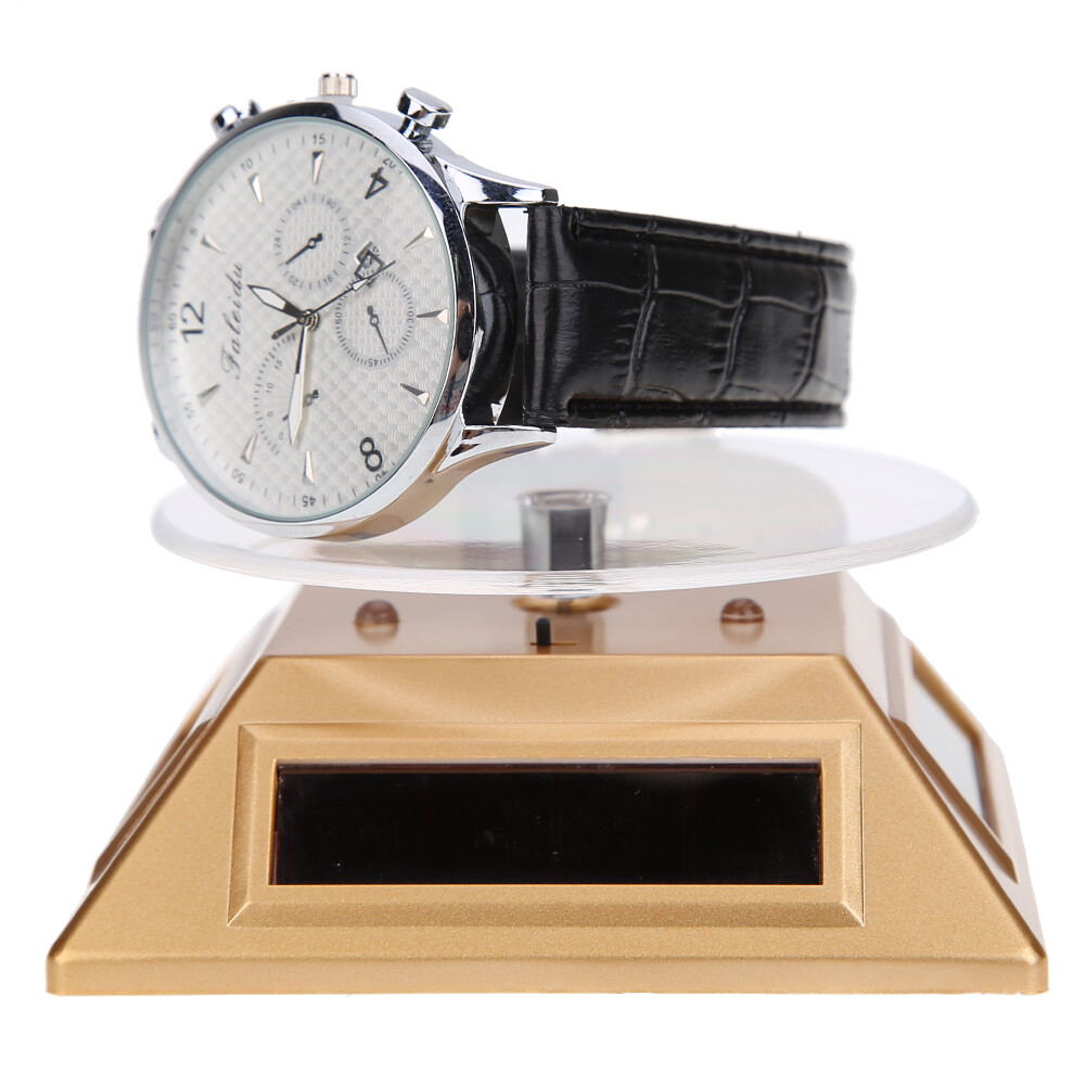 Solar Showcase 360 Turntable Rotating Jewelry Watch Ring Display Stand ...
