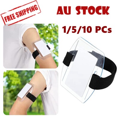 Vertical Armband Security ID Card Holder Photo Badge Clear Elastic ...