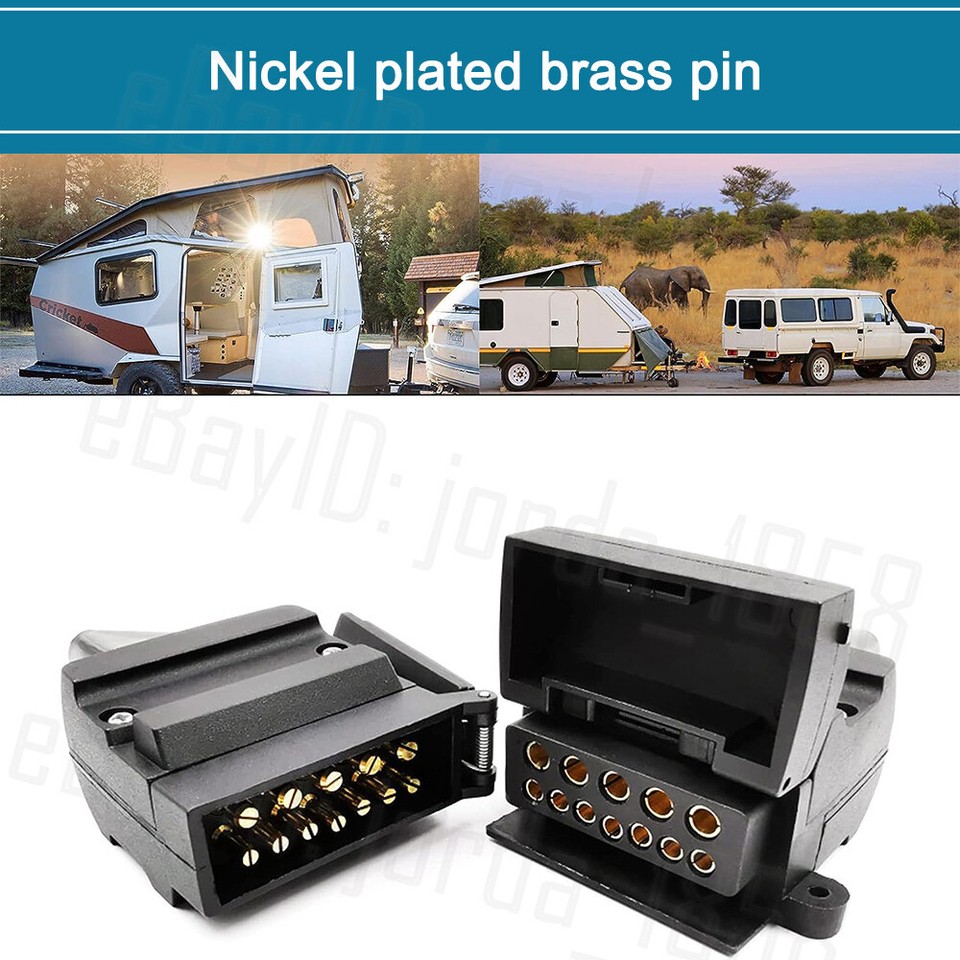 12 Pin Flat Trailer Socket Plug Set Connector Trailer Caravan Camper ...