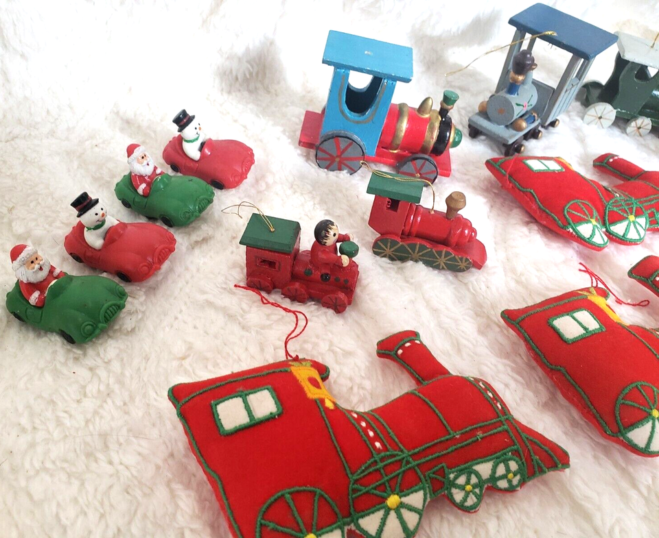 TRAIN Assortment Wooden-Velvet Cloth-Russ Cars Ornaments LOT/14 | eBay