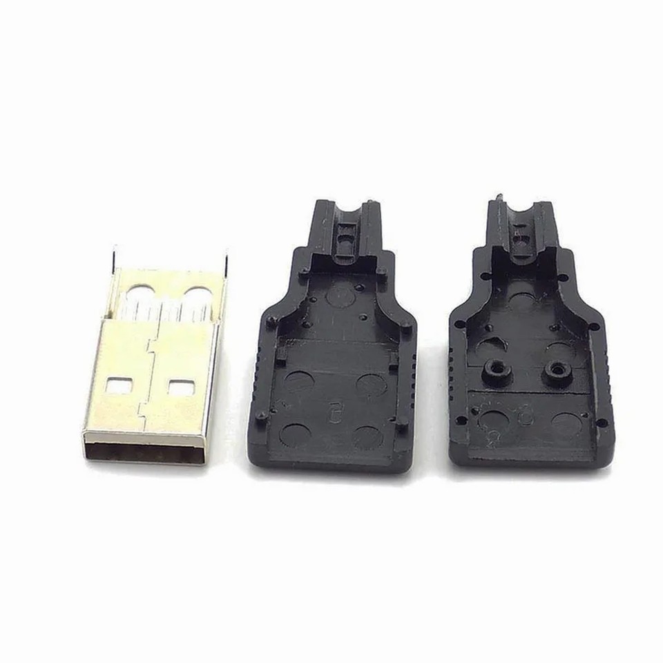 10pcs 4 Pin USB 2.0 Type A Male Socket Plug Connector Adapter Black ...