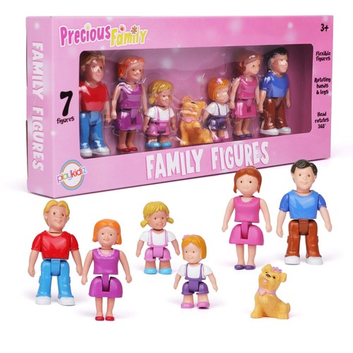 Playkidz Family Figures - Set Of 7 Small Toy People for Dollhouse Play ...