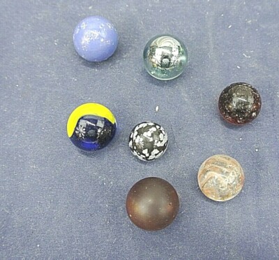 VINTAGE MARBLES, LOT OF 7, GLASS, SIZED 3/4" UP TO 1" | eBay