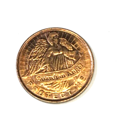 Token Guardian Angel Protect Me Religious Pocket Coin 25mm Copper Color ...