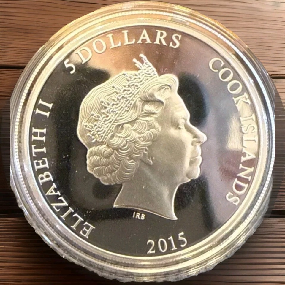 2015 COOK ISLANDS $5 MAGNIFICENT LIFE **PEACOCK** 1 OZ .999 SILVER ...