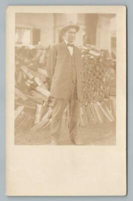 Calvin Coolidge Father by Woodpile RPPC Antique President Photo ...