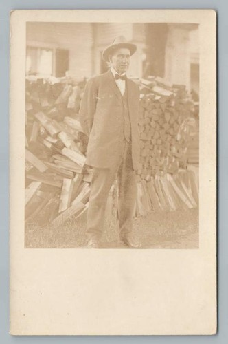 Calvin Coolidge Father by Woodpile RPPC Antique President Photo ...