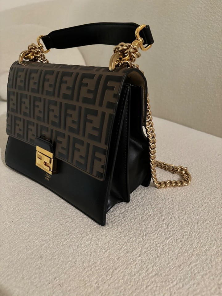 Fendi Kan I Bag Zucca Embossed Leather Medium | eBay