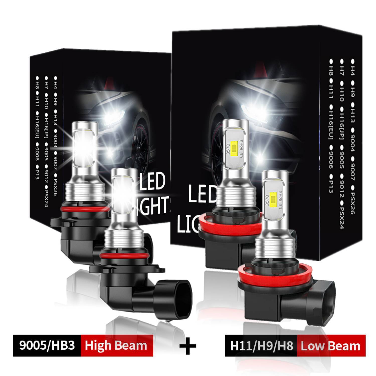 For Chevy Silverado 1500 2500 2007-2015 - 10000K LED Headlights Bulbs ...