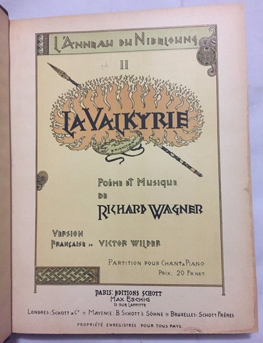 SCARCE Wilder FRENCH Version CIRCA 1890 RICHARD WAGNER La Valkyrie POEM ...