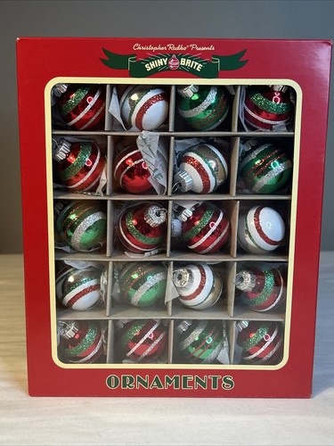 Christopher Radko Shiny Brite 20 Glass Christmas Ornament Set NEW in ...