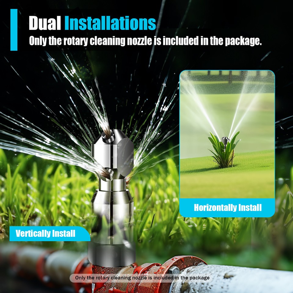 3/4" Washer Drain Sewer Cleaning Pipe Jetter Rotary Nozzle 3 Jet Head ...