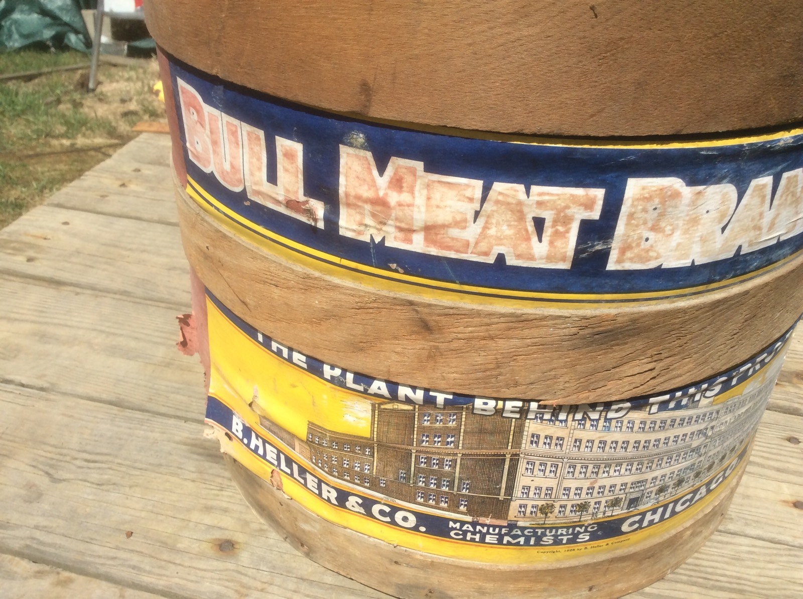 Vintage Bull Meat Brand Flour Wood Barrel , Advertising, Paper Labels ...