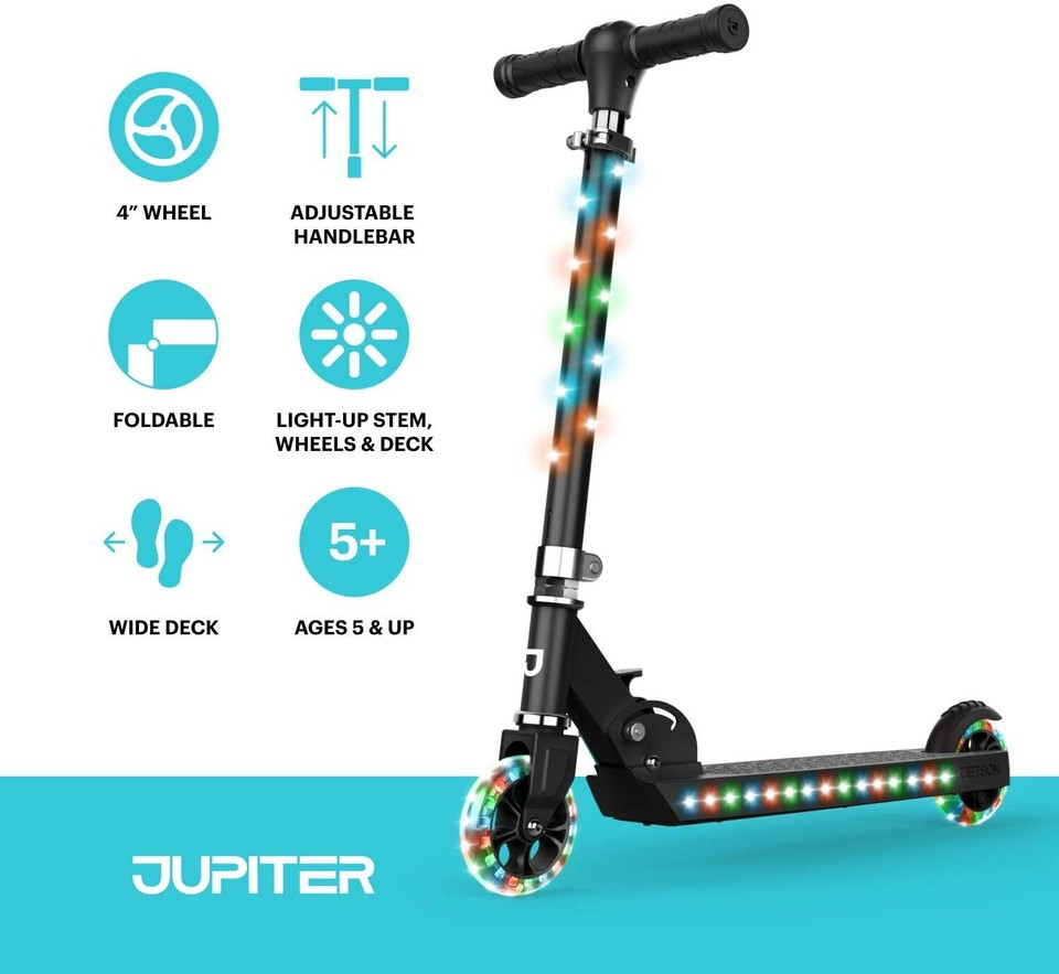 Jetson Jupiter Kick Scooter for Kids, LED Light-up Scooter, Adjustable ...