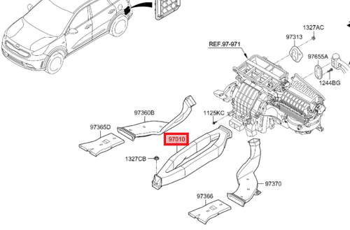 NIRO DE DUCT ASSY-RR VENT 2016-2022 WAGON 1.6L PETROL-GENUINE NEW KIA ...